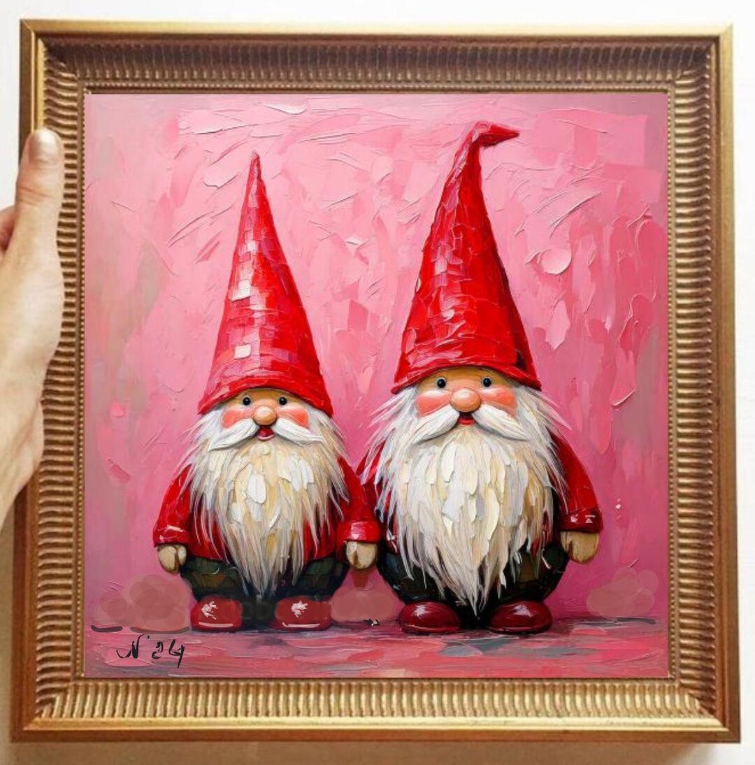 Christmas Gnomes Painting ORIGINAL ART on Canvas Custom Order Textured ...