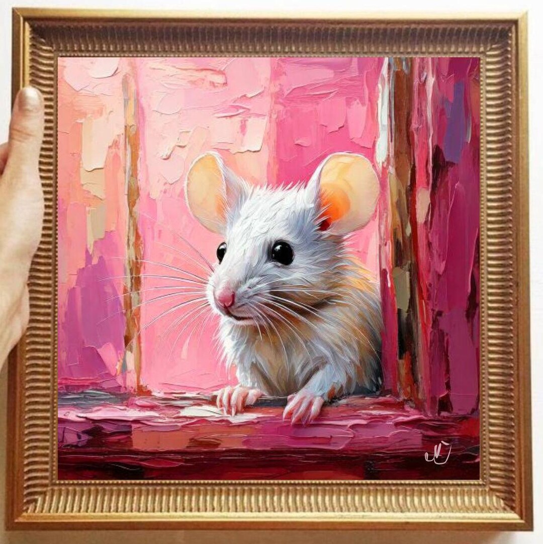 Mouse Painting ORIGINAL ART on Canvas Custom Order Textured Oil Artwork ...