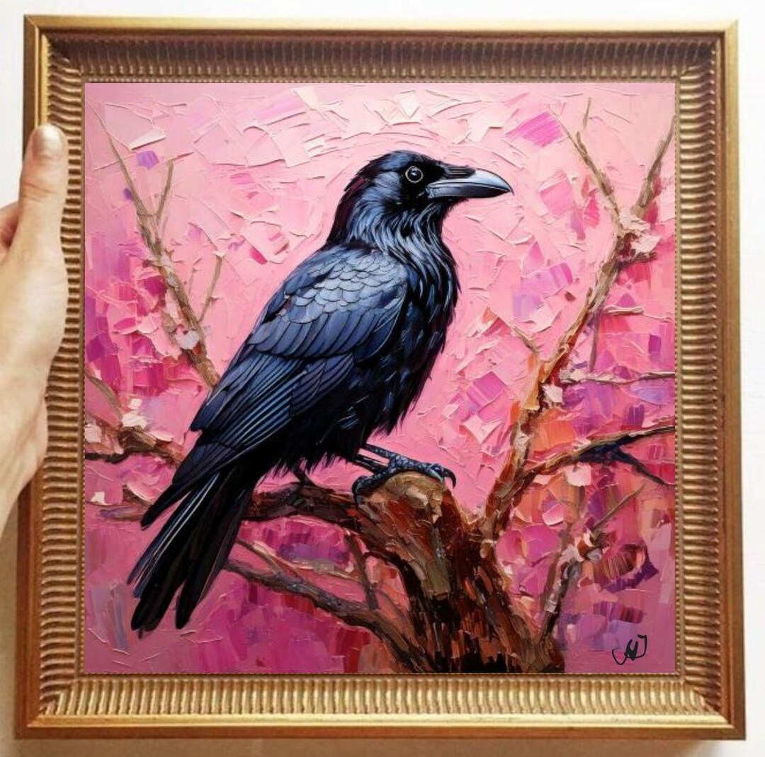 Raven Painting ORIGINAL ART on Canvas Custom Order Textured Oil Artwork ...
