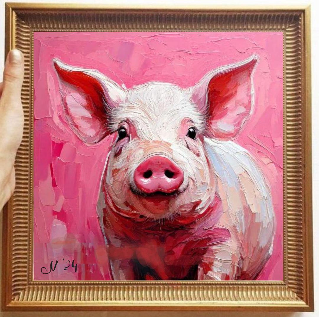 Pig Painting ORIGINAL ART on Canvas Custom Order Textured Oil Artwork ...