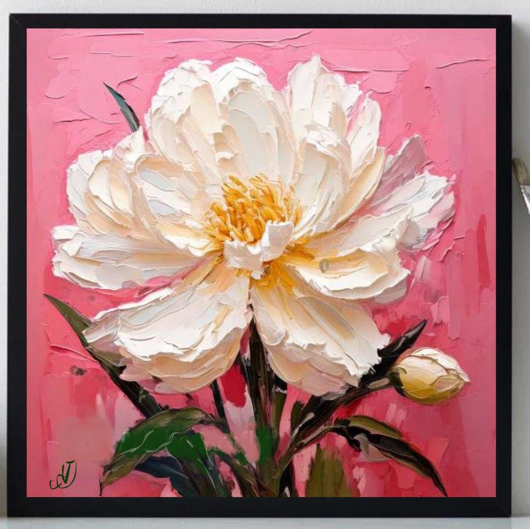 Peonies Painting ORIGINAL ART on Canvas Textured Oil Artwork Custom ...