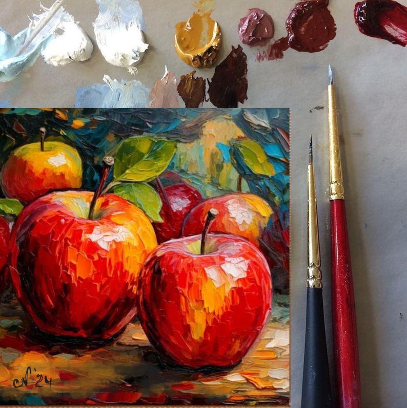Apples Painting ORIGINAL ART on Canvas Custom Order Textured Oil ...