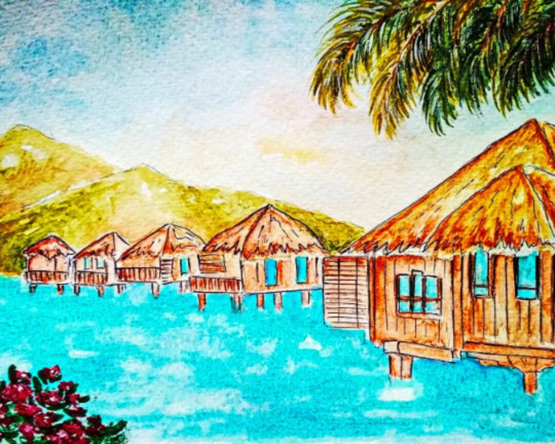 Maldives Painting ORIGINAL ART Maldives Watercolor Original Art 5x7 in ...