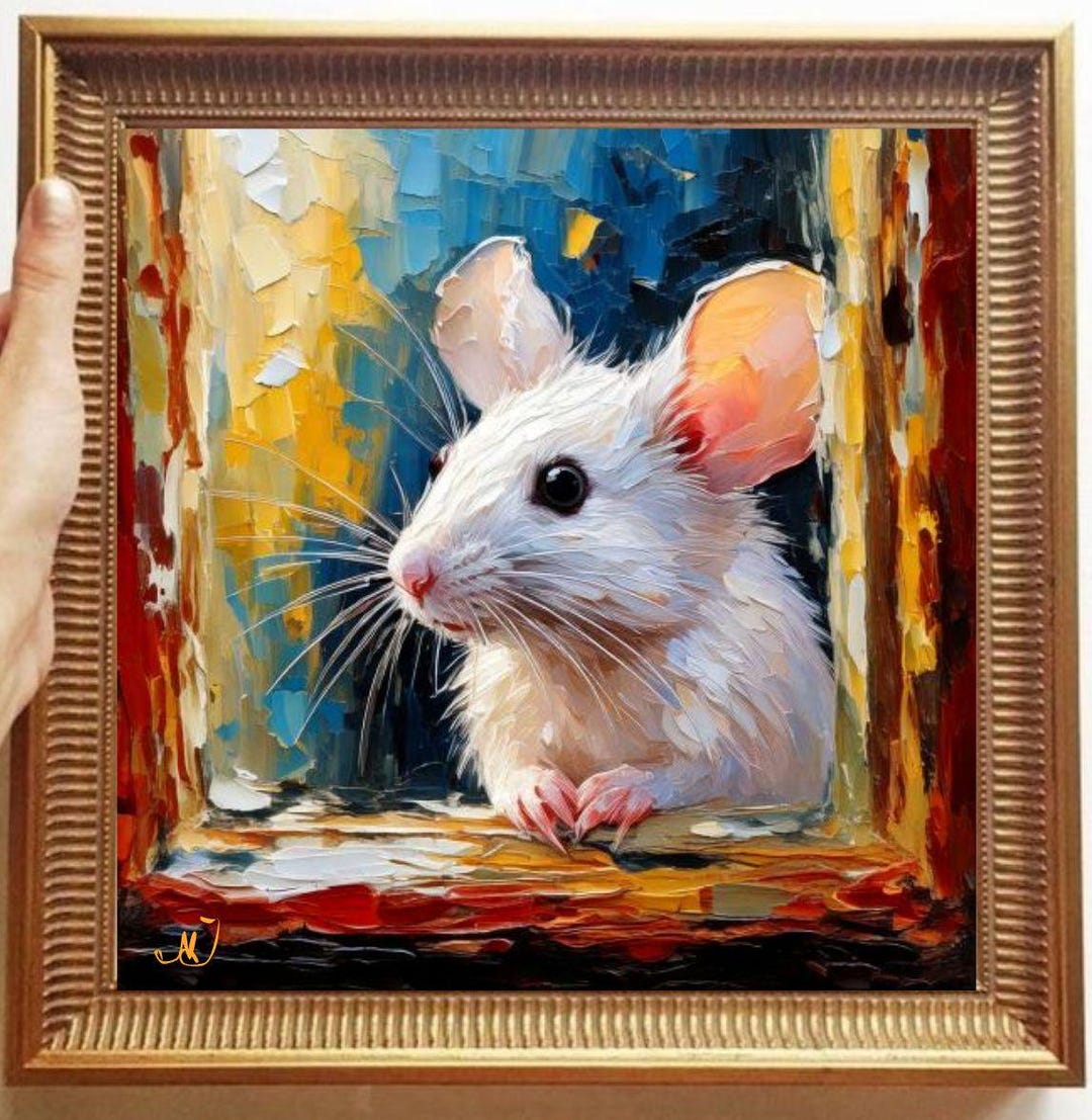 Mouse Painting ORIGINAL ART on Canvas Custom Order Textured Oil Artwork ...