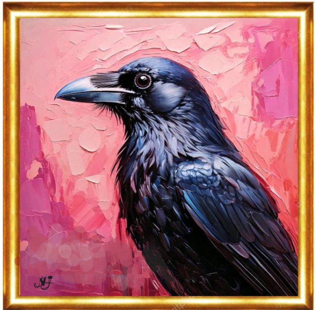 Raven Painting ORIGINAL ART on Canvas Custom Order Textured Oil Artwork ...