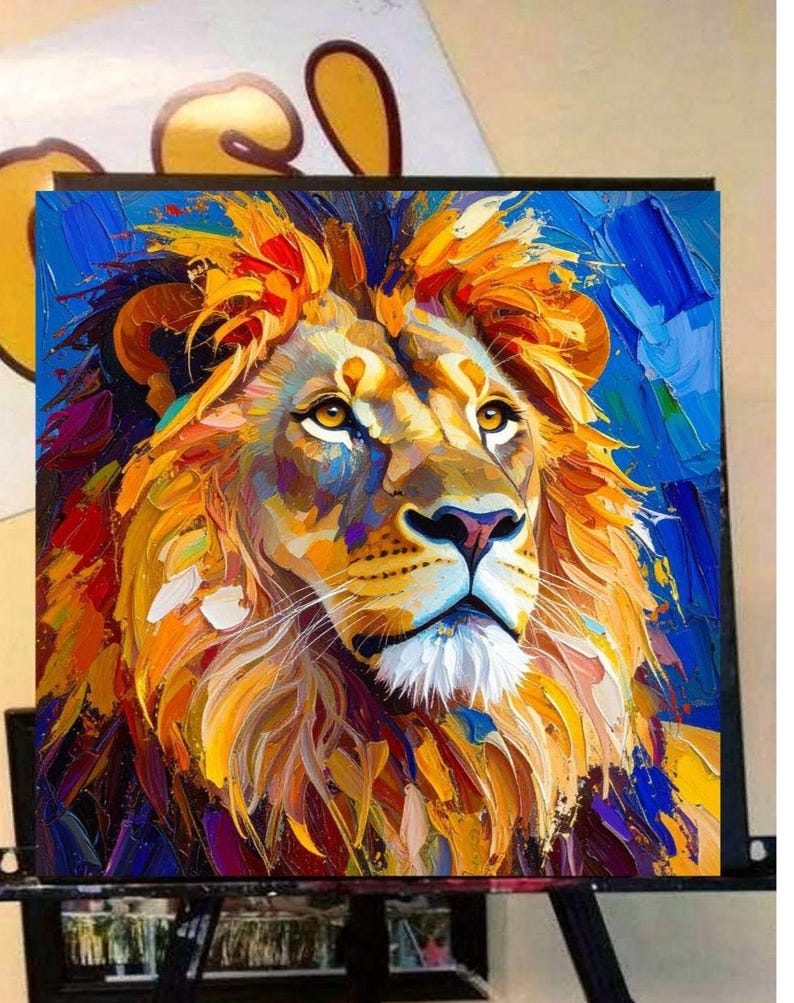 Lion Painting ORIGINAL ART on Canvas Custom Order Textured Oil Artwork ...