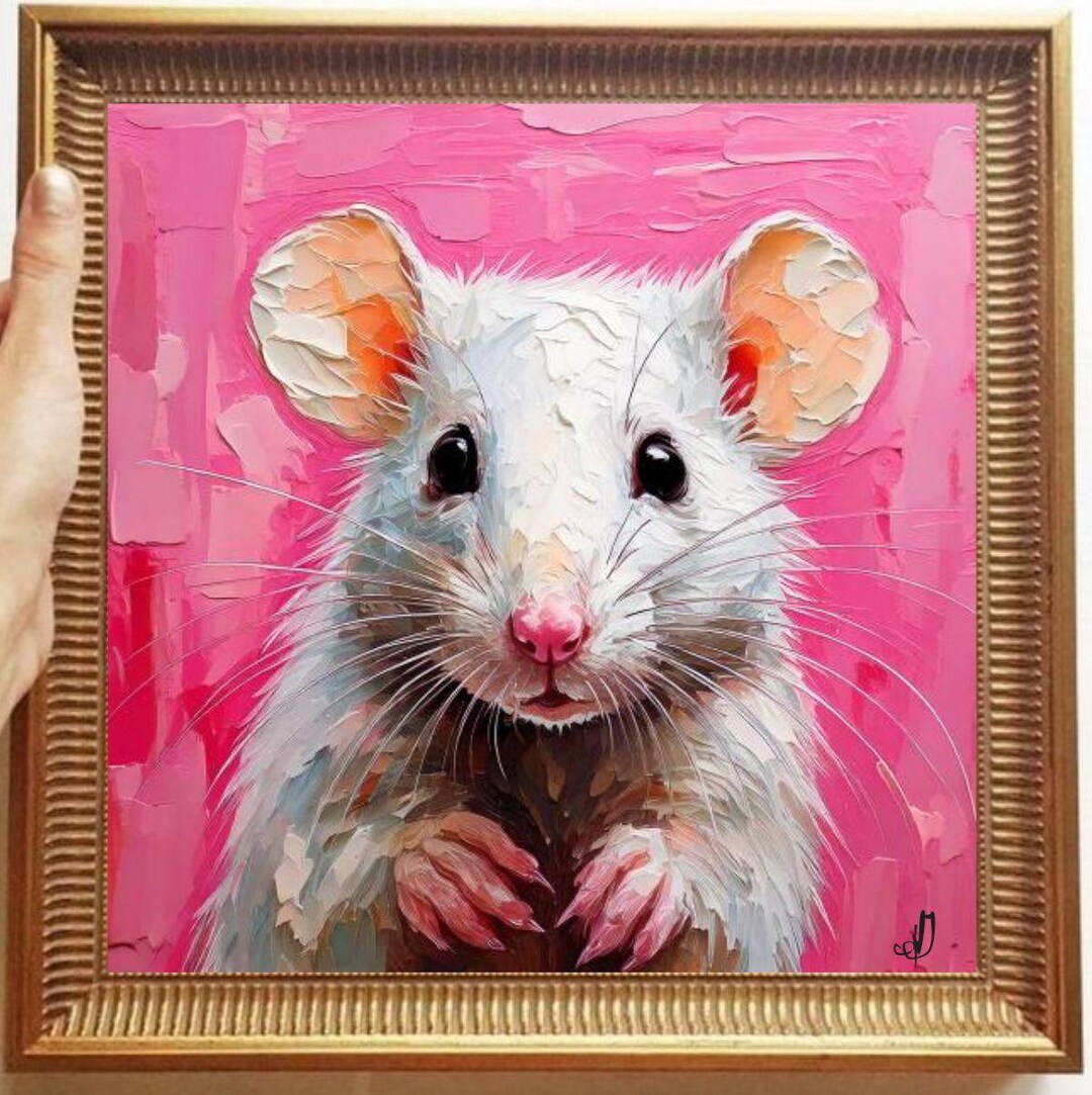 Rat Painting ORIGINAL ART on Canvas Textured Oil Artwork Animal Wall ...