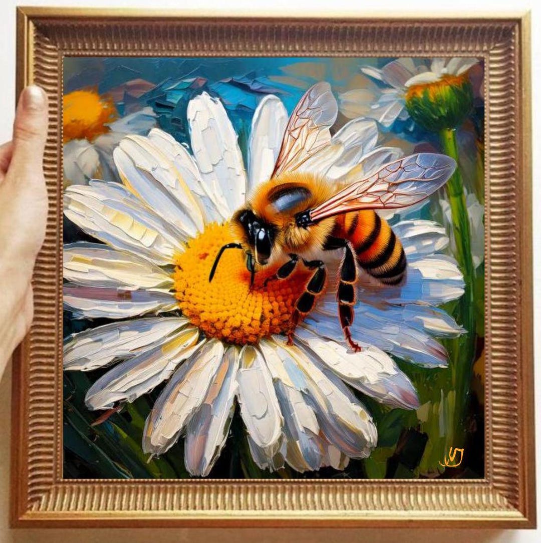 Bee Painting ORIGINAL ART on Canvas Custom Order Textured Oil Artwork ...