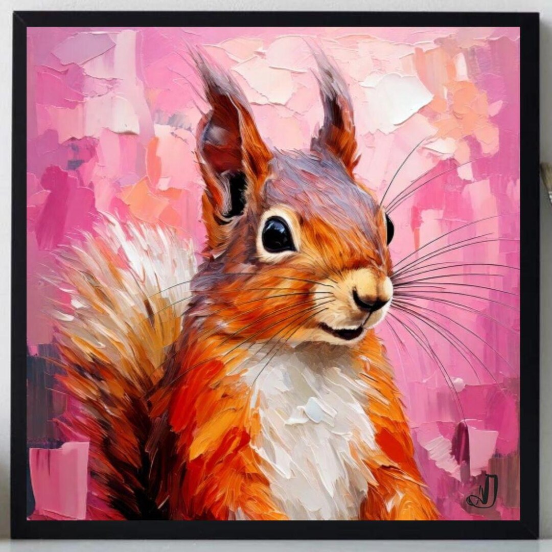 Squirrel ORIGINAL Oil Painting on Canvas: Impasto Textred Animal ...