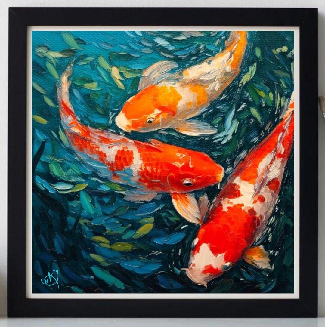 Koi Fish Painting ORIGINAL ART on Canvas Custom Order Textured Oil ...