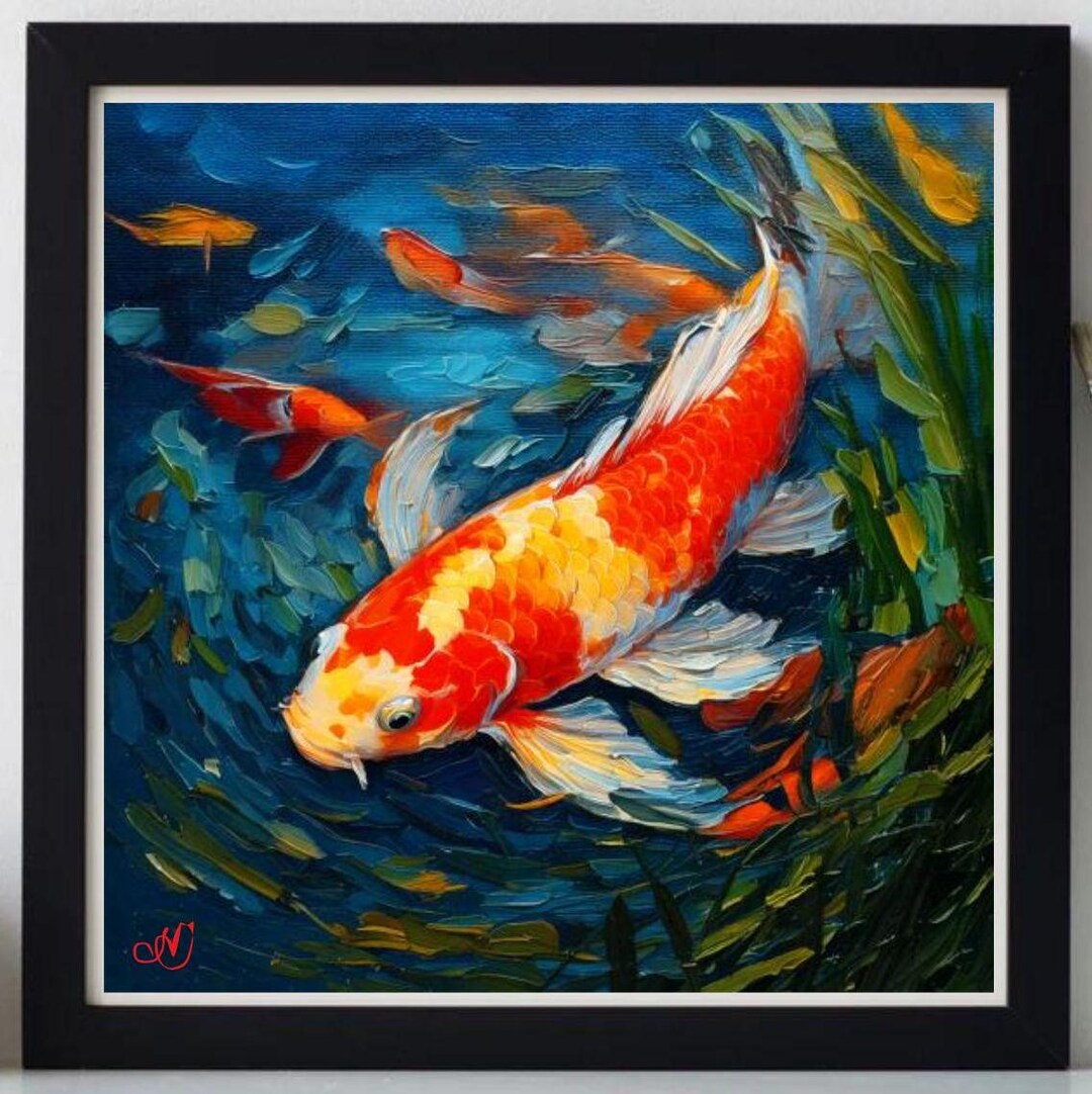 Koi Fish Painting ORIGINAL ART on Canvas Custom Order Textured Oil ...