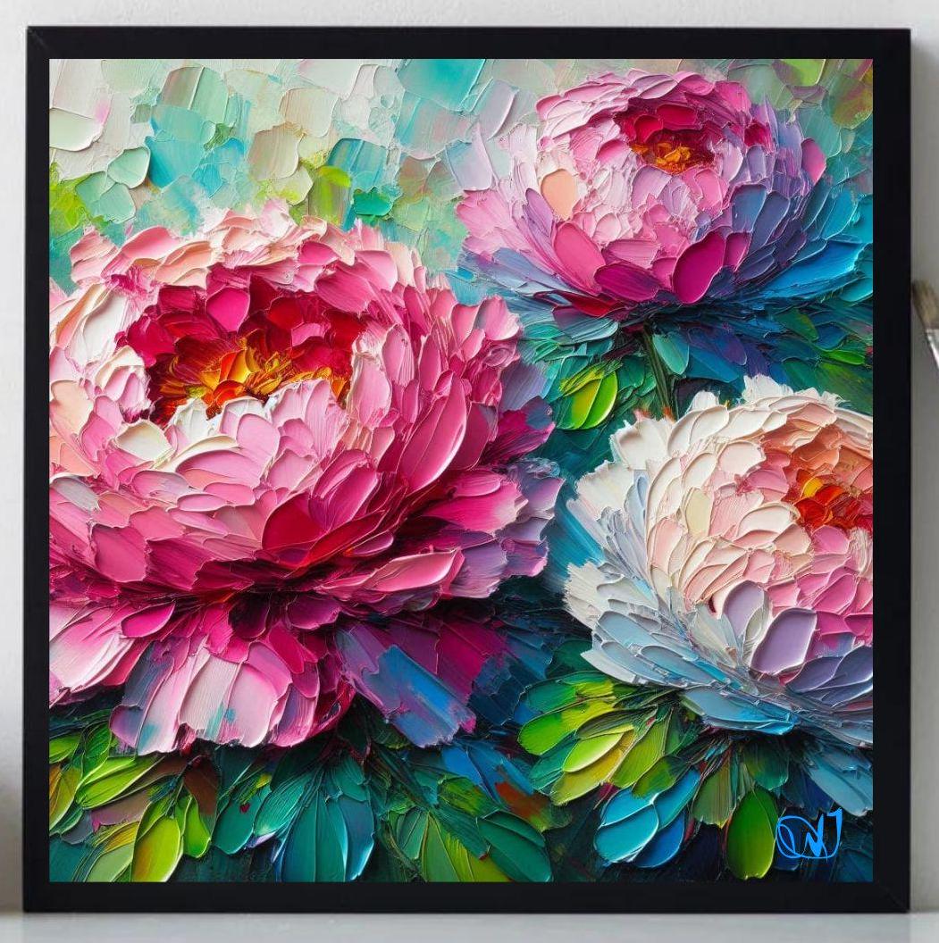Peonies Painting ORIGINAL ART Peonies Textured Oil Art on Canvas Custom ...