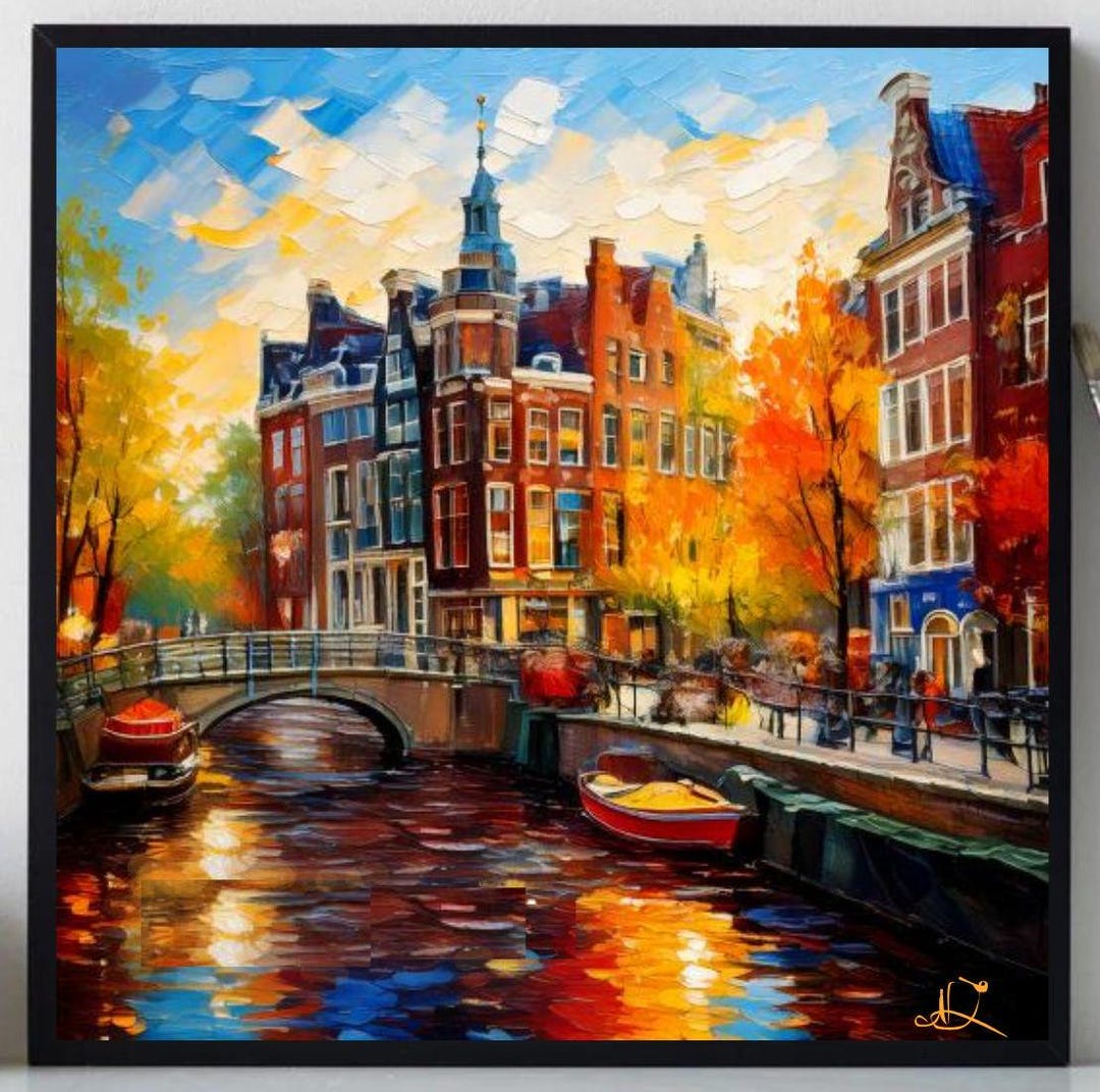 Amsterdam Painting ORIGINAL ART Amsterdam Textured Oil Art on Canvas ...