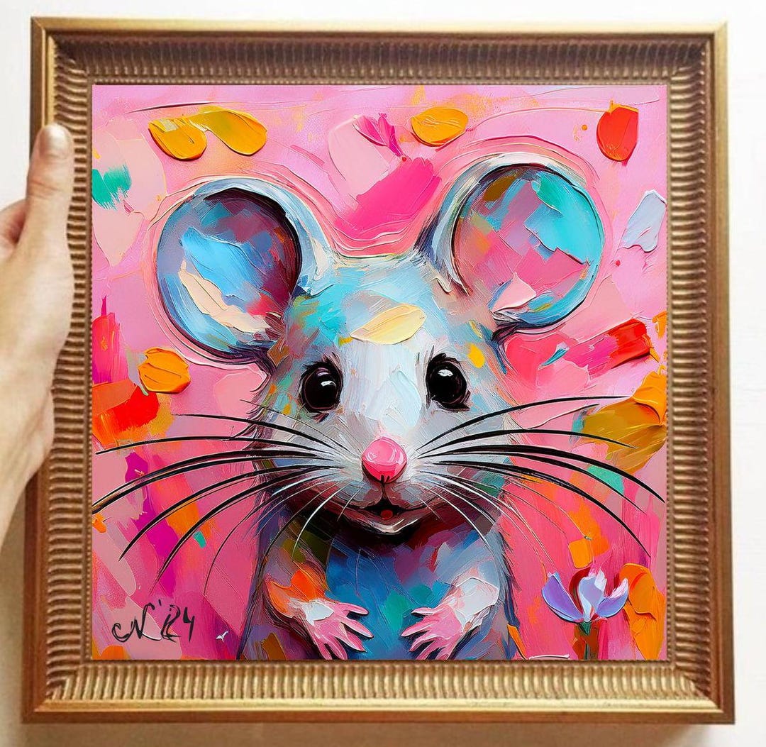 Mouse Painting ORIGINAL ART on Canvas Custom Order Textured Oil Artwork ...