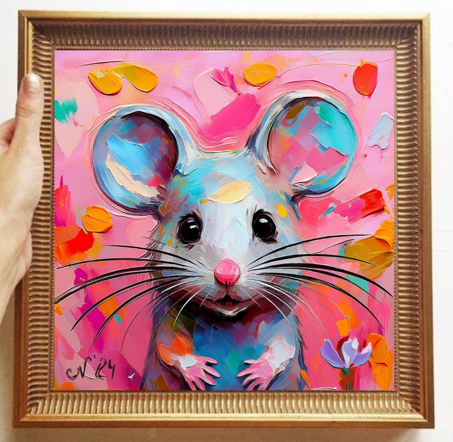 Mouse Painting ORIGINAL ART on Canvas Custom Order Textured Oil Artwork ...