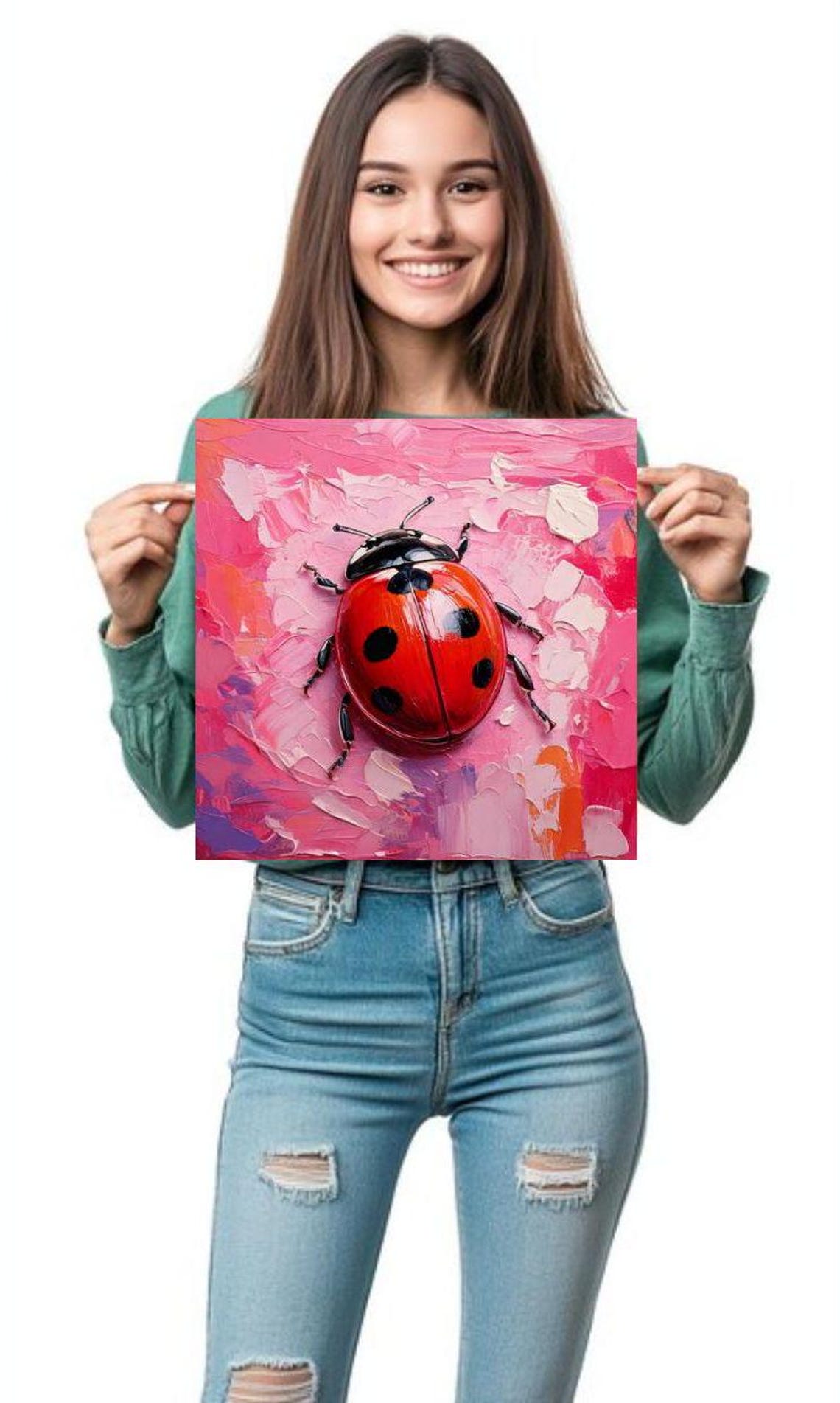 Ladybug Painting ORIGINAL ART on Canvas Custom Order Textured Oil ...