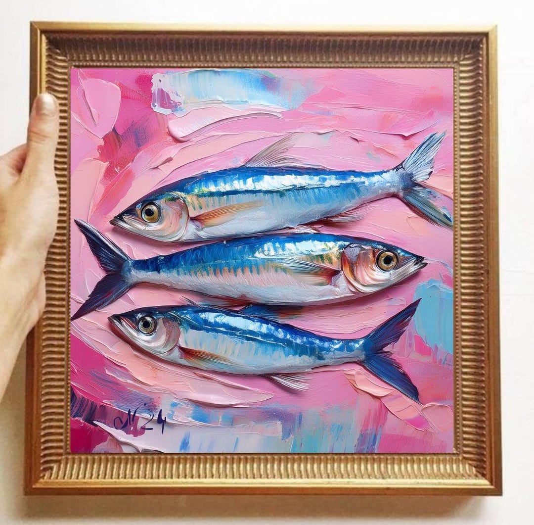 Sardine Painting ORIGINAL ART on Canvas Custom Order Textured Oil ...