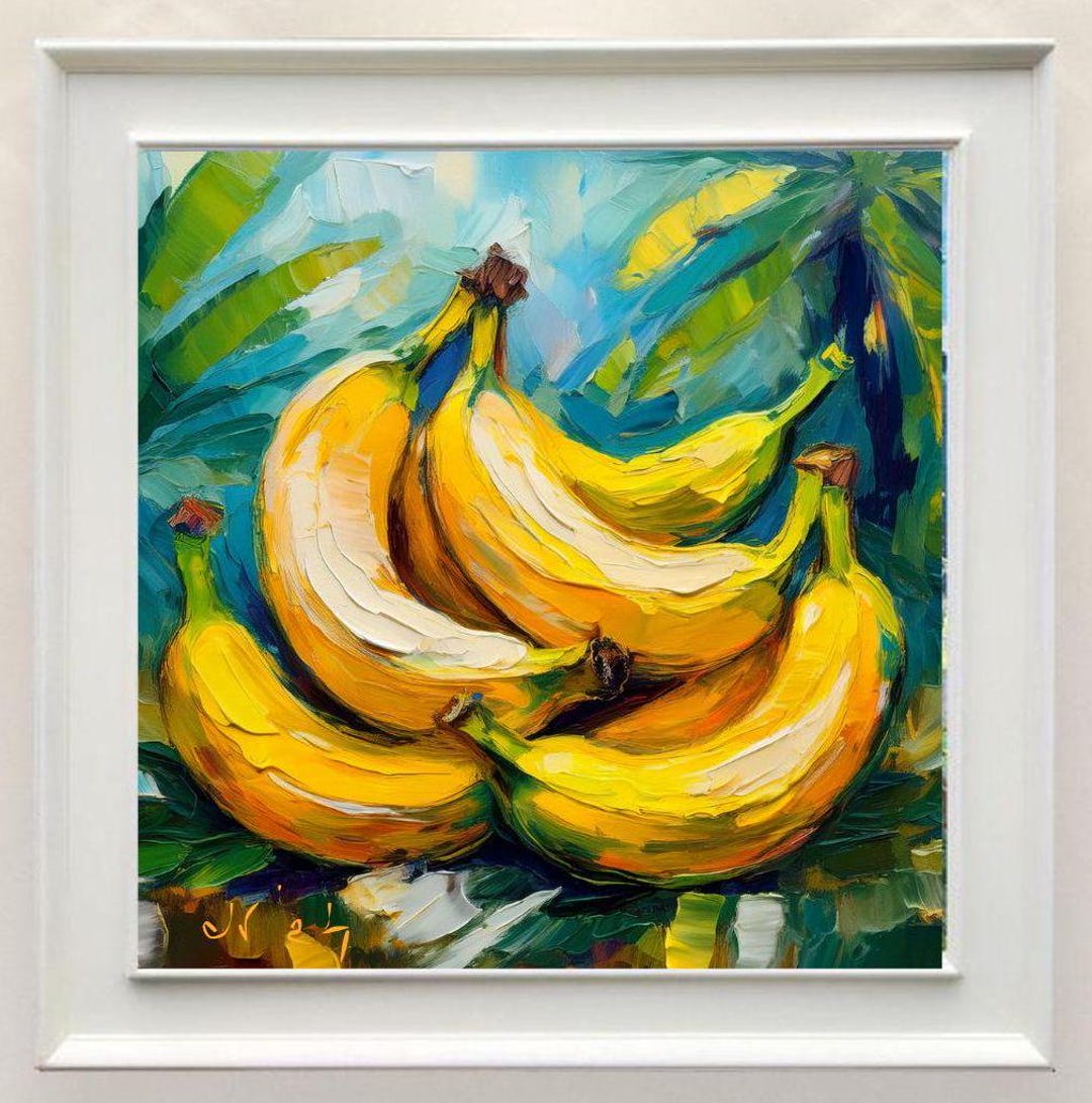 Bananas Painting ORIGINAL ART on Canvas Textured Oil Artwork Kitchen ...