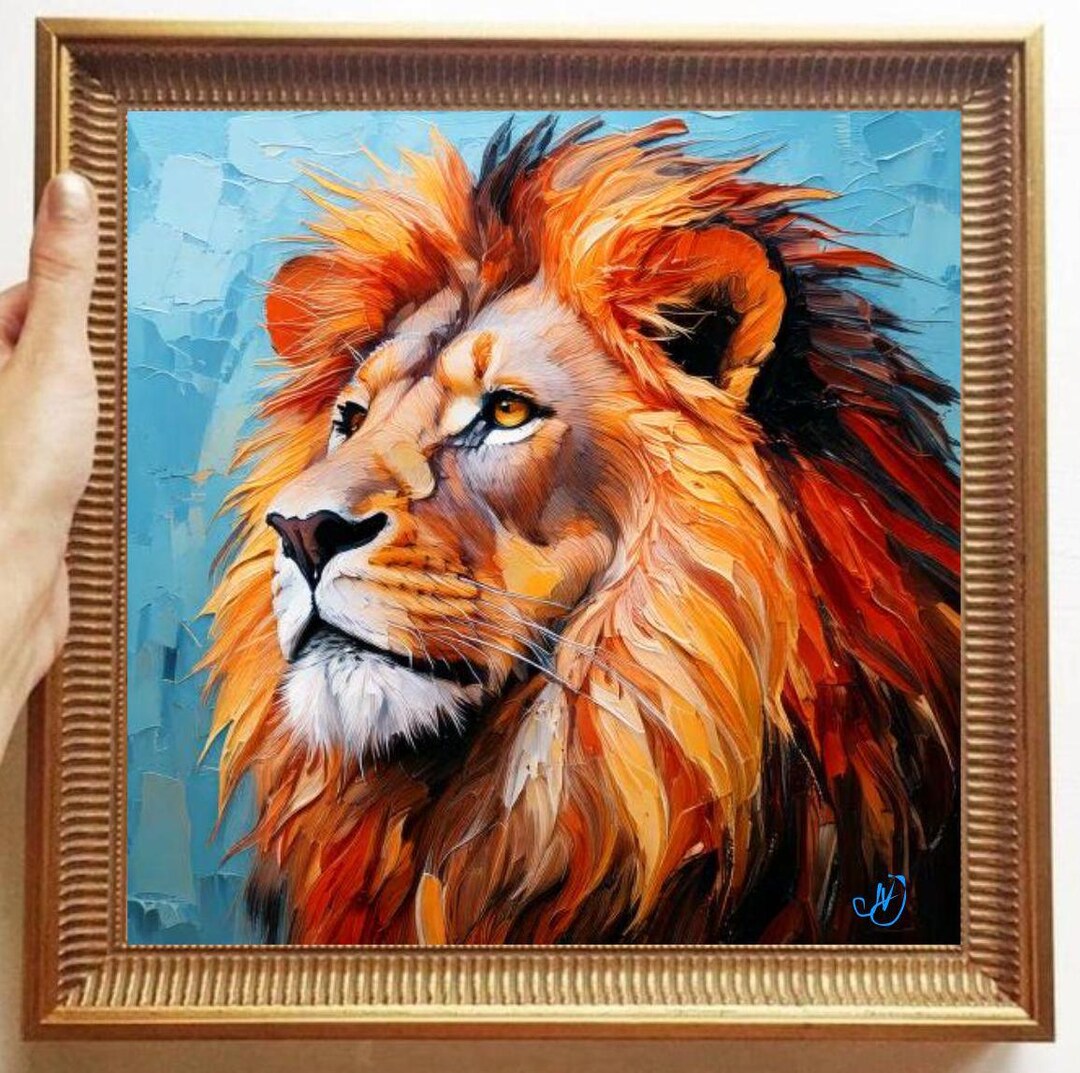 Lion Painting ORIGINAL ART on Canvas Custom Order Textured Oil Artwork ...