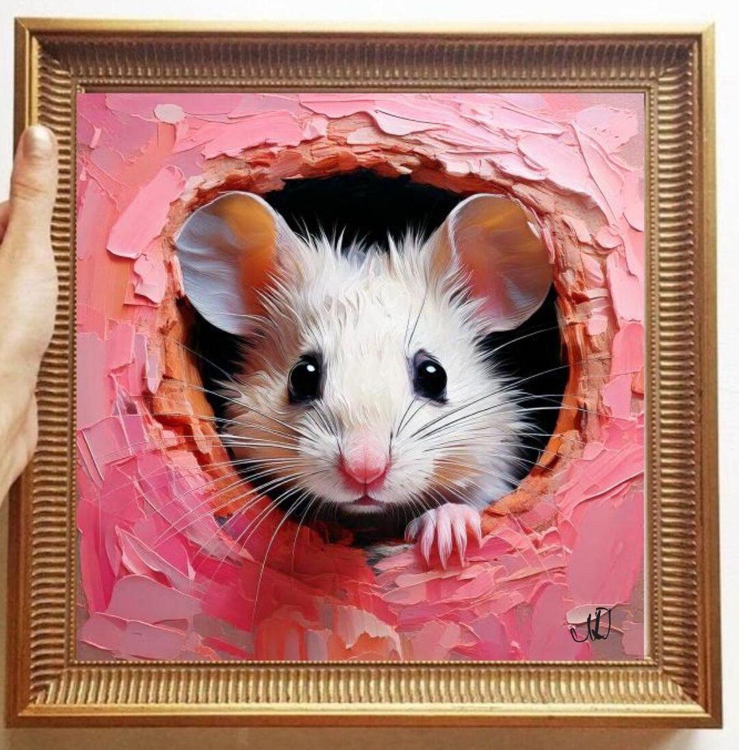 Mouse Painting ORIGINAL ART on Canvas Textured Oil Artwork Custom Order ...