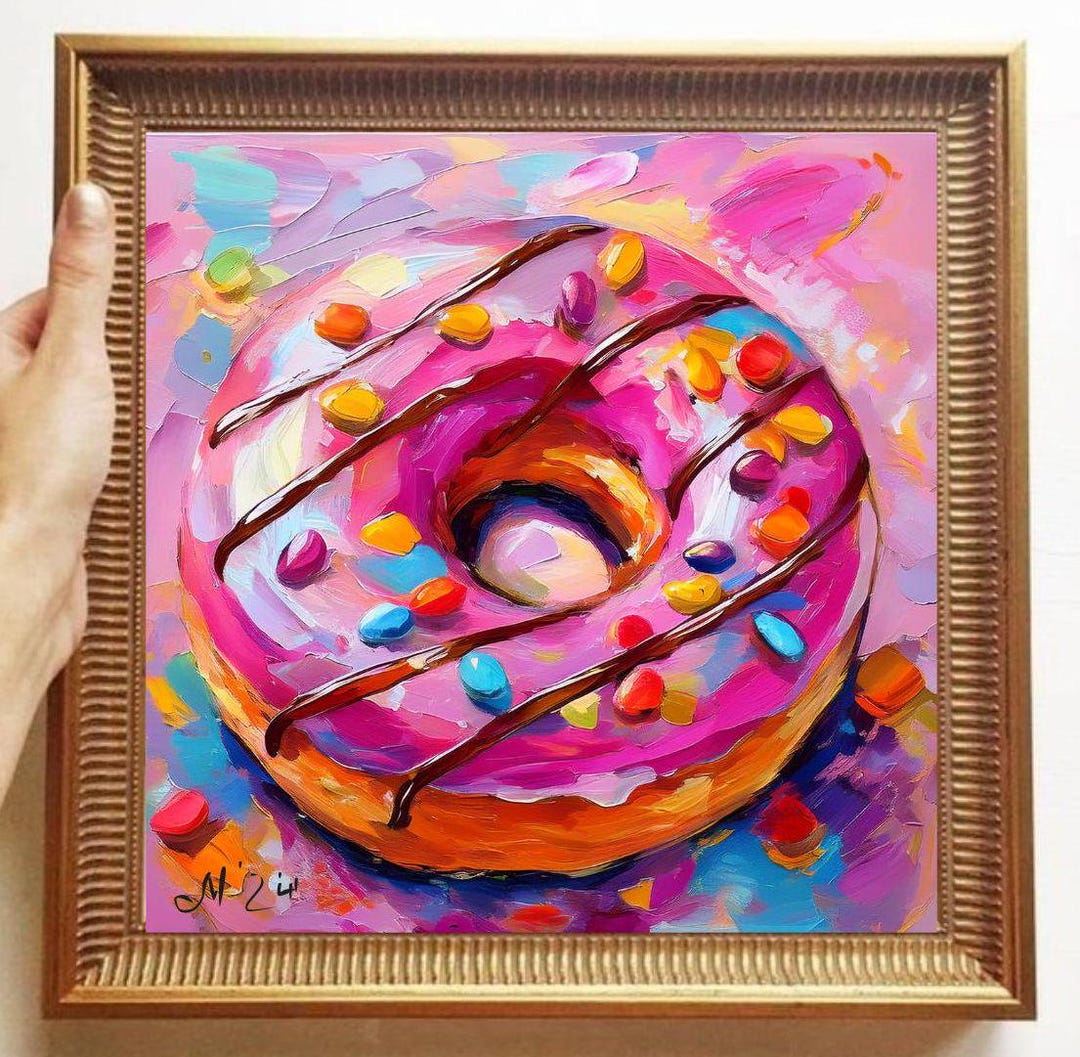 Donut Painting on Canvas ORIGINAL Oil Textured Artwork Custom Order ...
