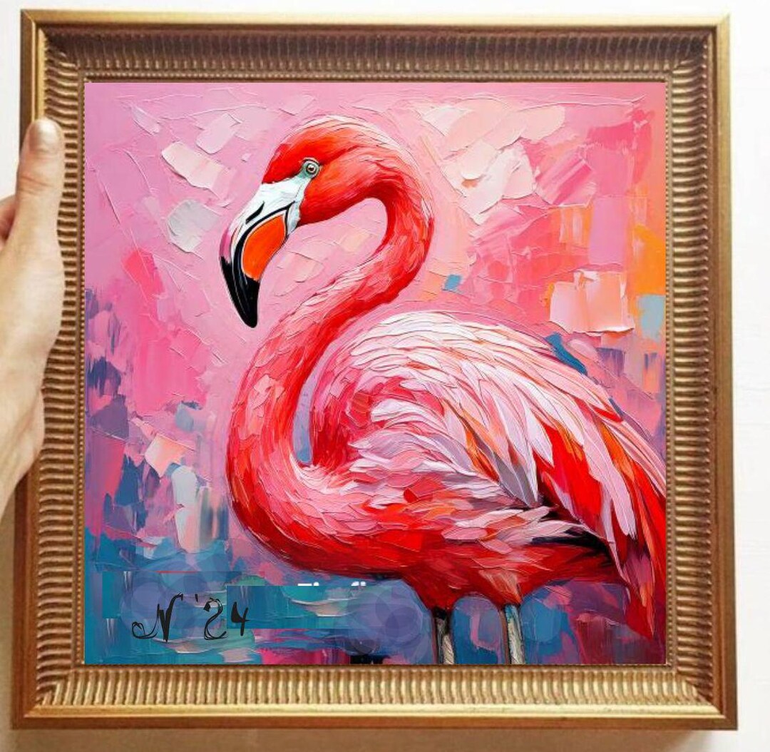 Flamingo Painting ORIGINAL ART on Canvas Custom Order Textured Oil ...