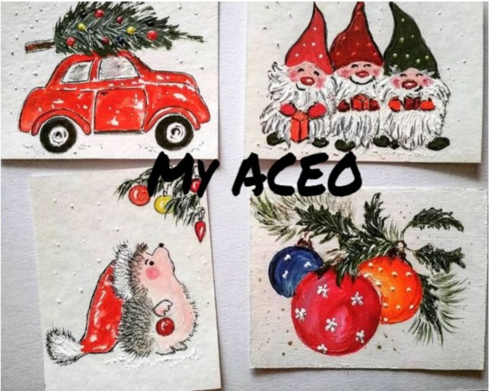 3D Art, ACEO ORIGINAL ART, Cats Painting, Small Textured Artwork 3.5 X ...