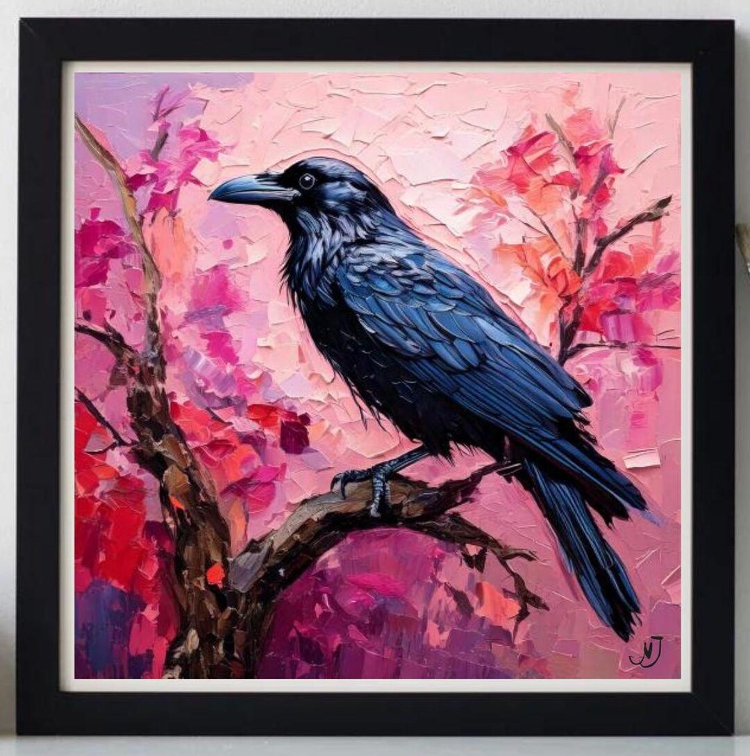 Raven Painting ORIGINAL ART on Canvas Custom Order Textured Oil Artwork ...