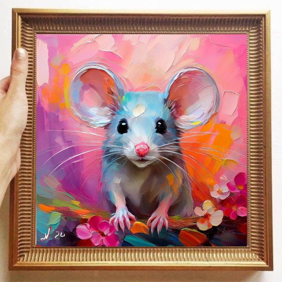 Mouse Painting ORIGINAL ART on Canvas Custom Order Textured Oil Artwork ...