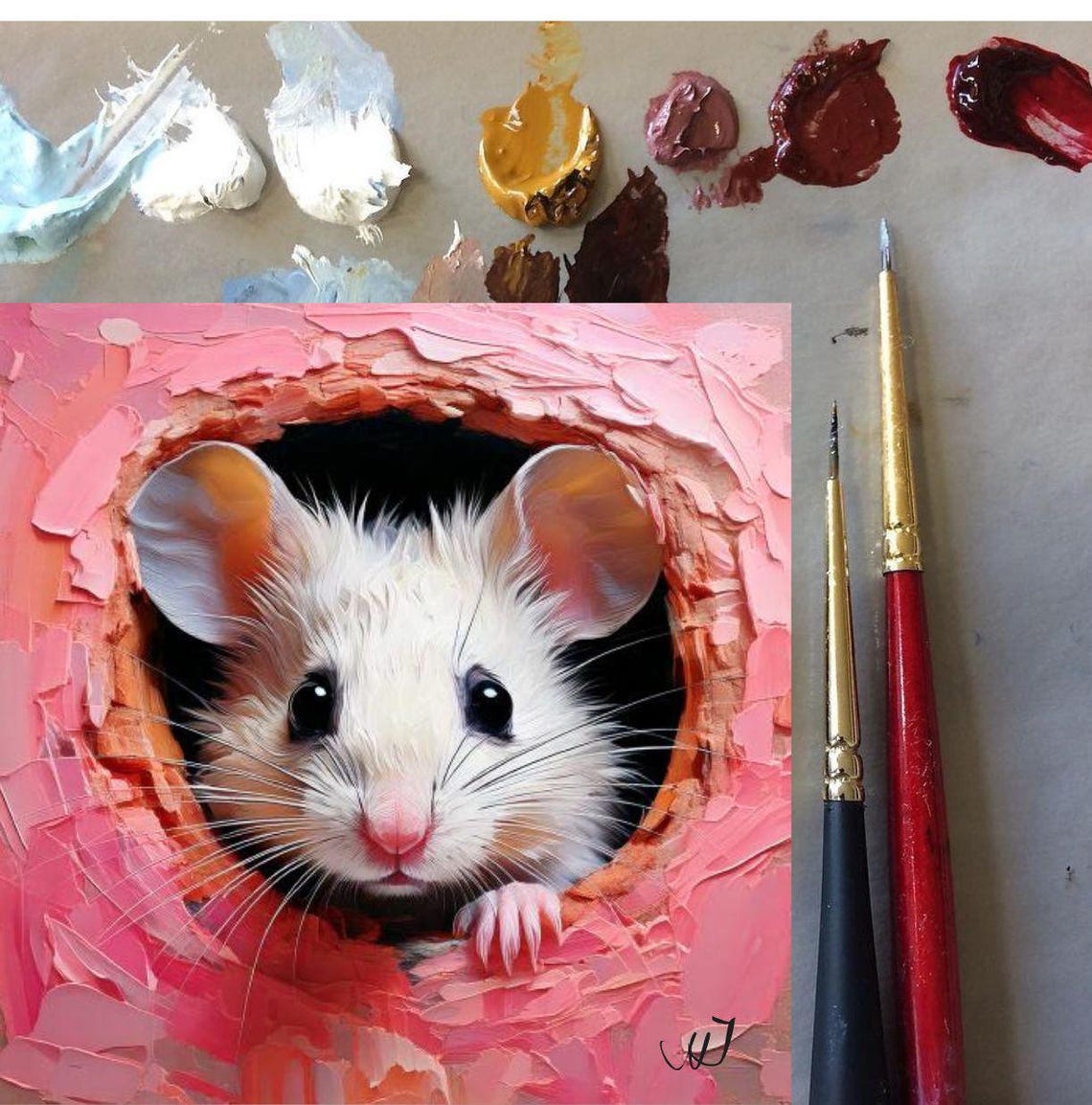 Mouse Painting ORIGINAL ART on Canvas Textured Oil Artwork Custom Order ...