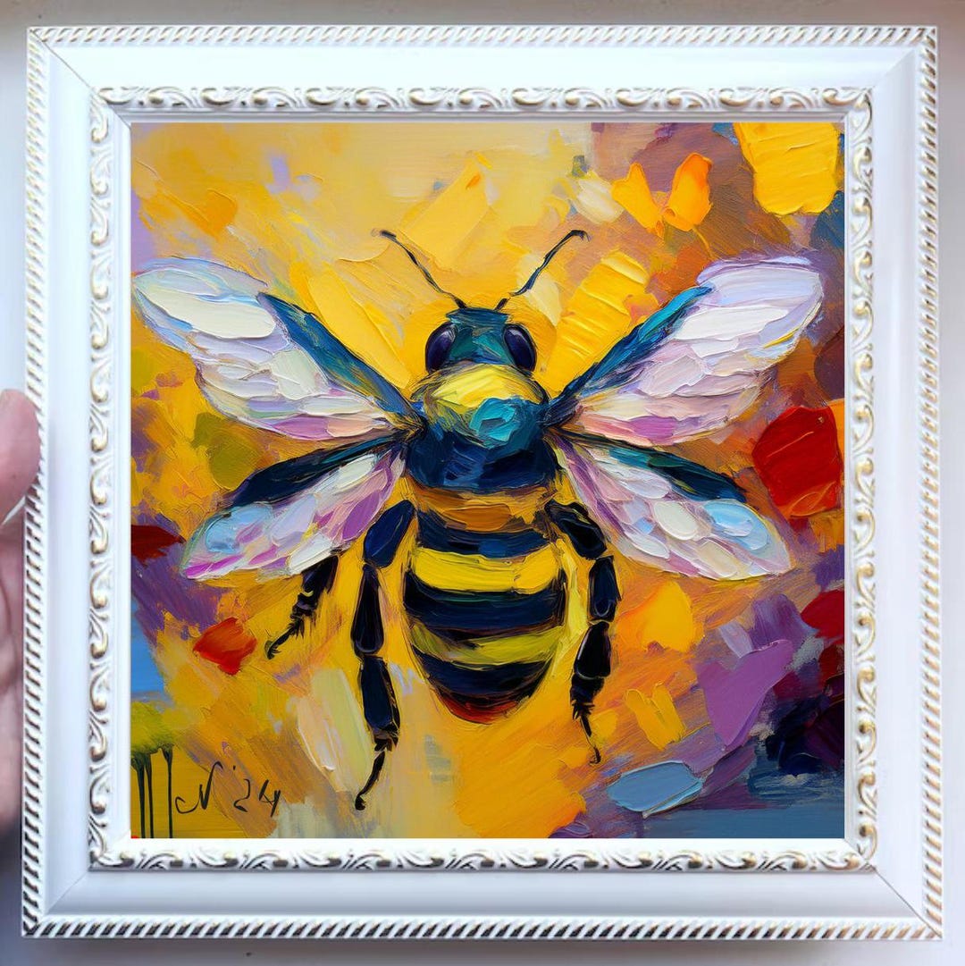 Bee Painting ORIGINAL ART on Canvas Custom Order Textured Oil Artwork ...