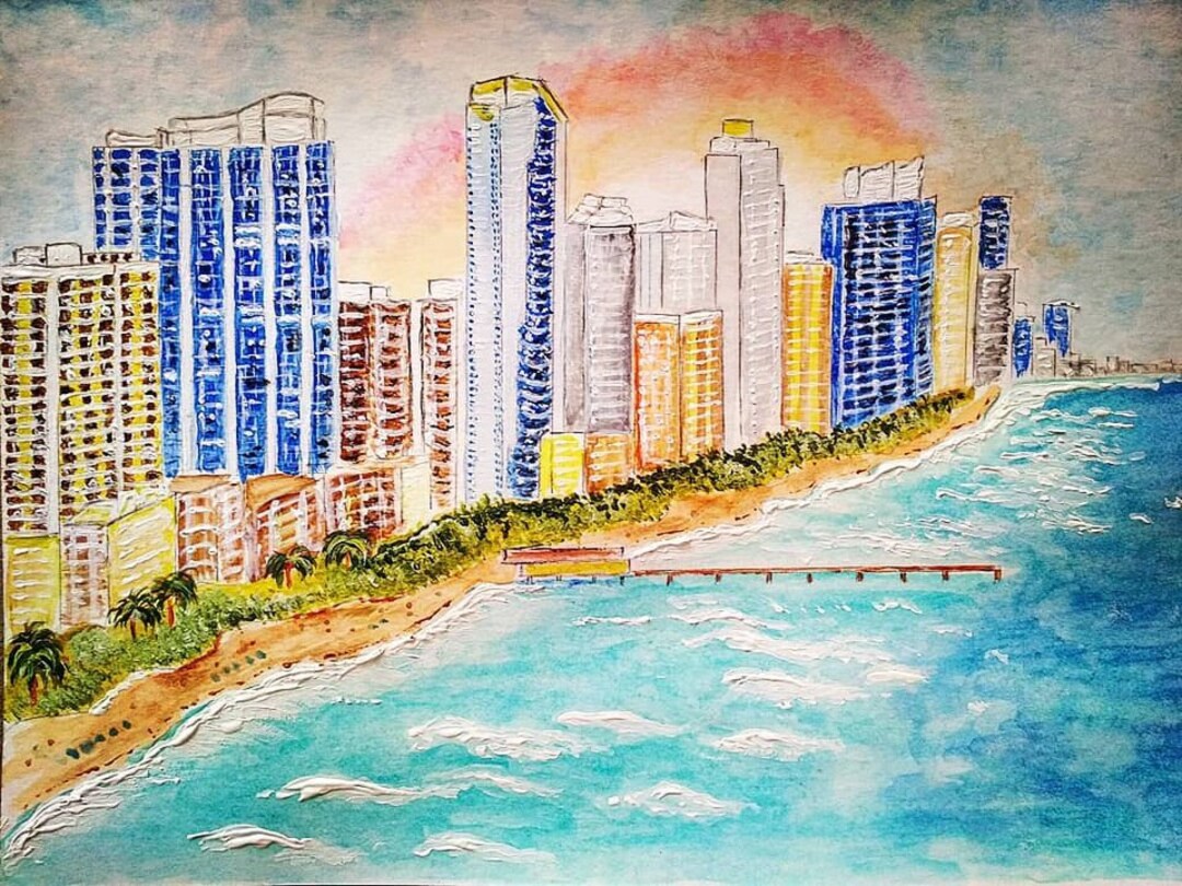 Miami Beach Art, ORIGINAL WATERCOLOR, Florida Painting, Miami Painting ...