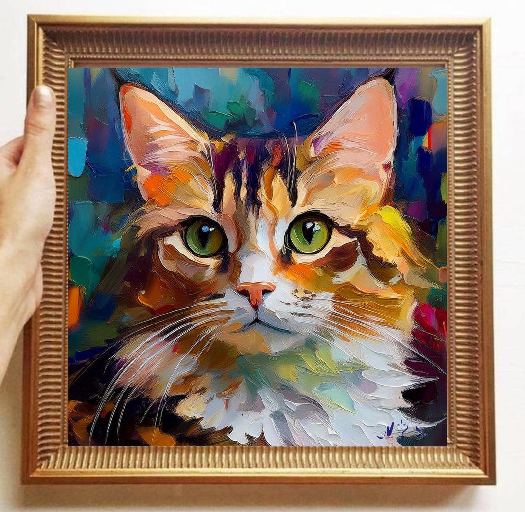Cat Painting ORIGINAL ART on Canvas Custom Order Textured Oil Artwork ...