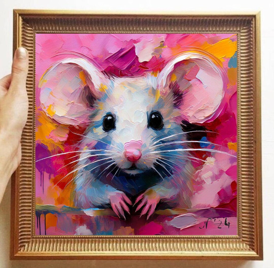 Mouse Painting ORIGINAL ART on Canvas Custom Order Textured Oil Artwork ...