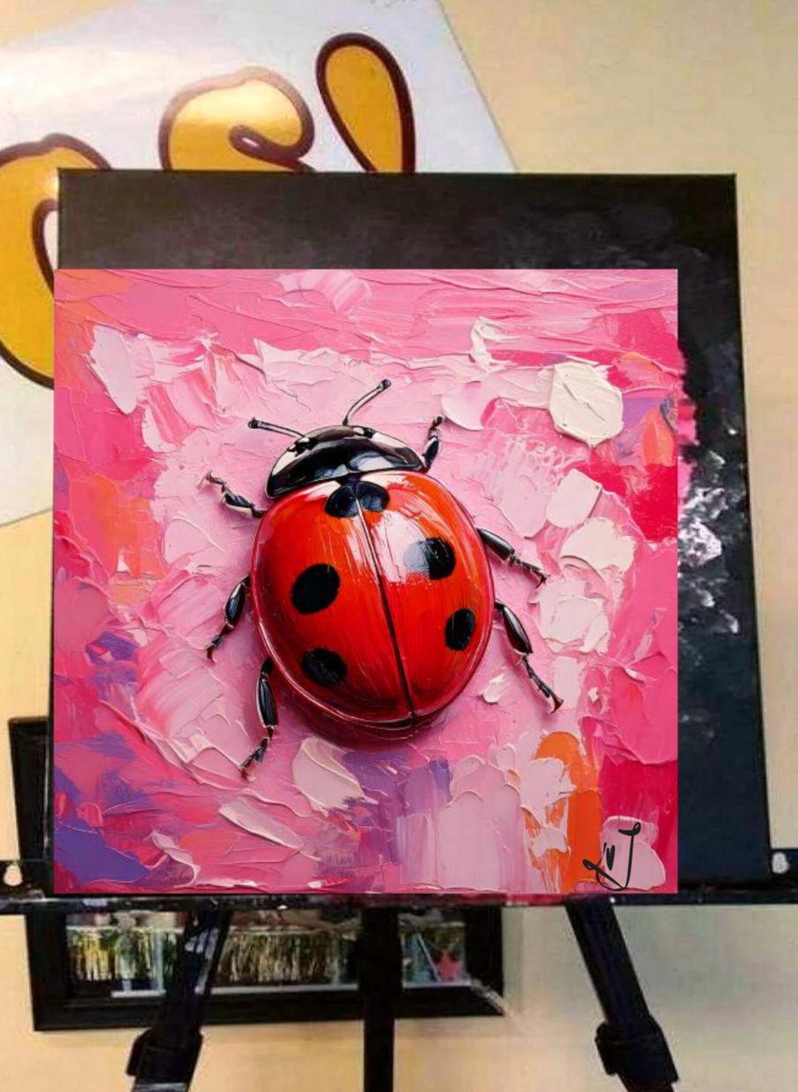 Ladybug Painting ORIGINAL ART on Canvas Custom Order Textured Oil ...