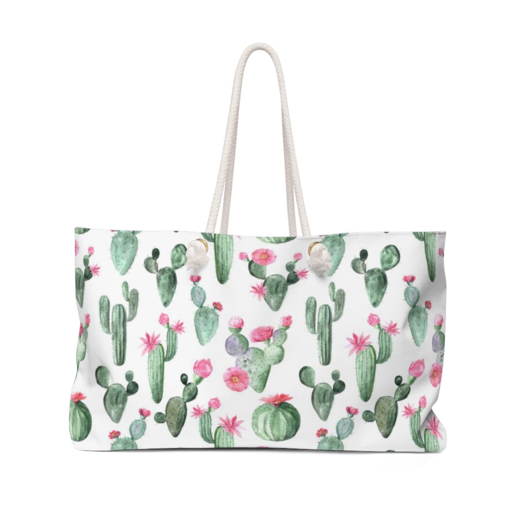 Cactus Print Weekender Bag, Beach Bag, Tot Bag, Gift for Her, Gift for ...