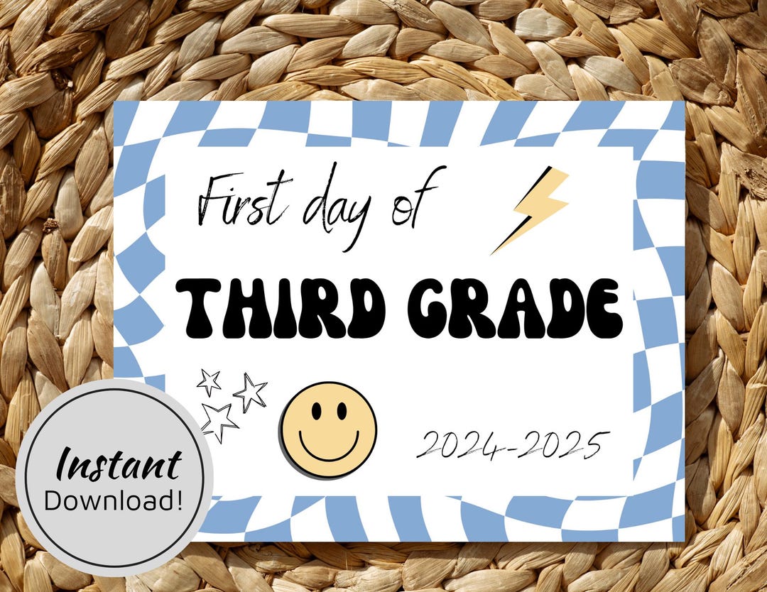 First Day of Third Grade Sign, First Day of School Sign, Third Grade ...