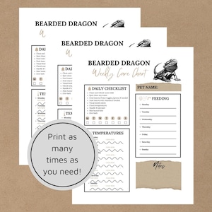 Bearded Dragon Weekly Care Chart - Etsy