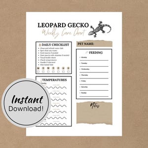 Leopard Gecko Weekly Care Chart - Etsy