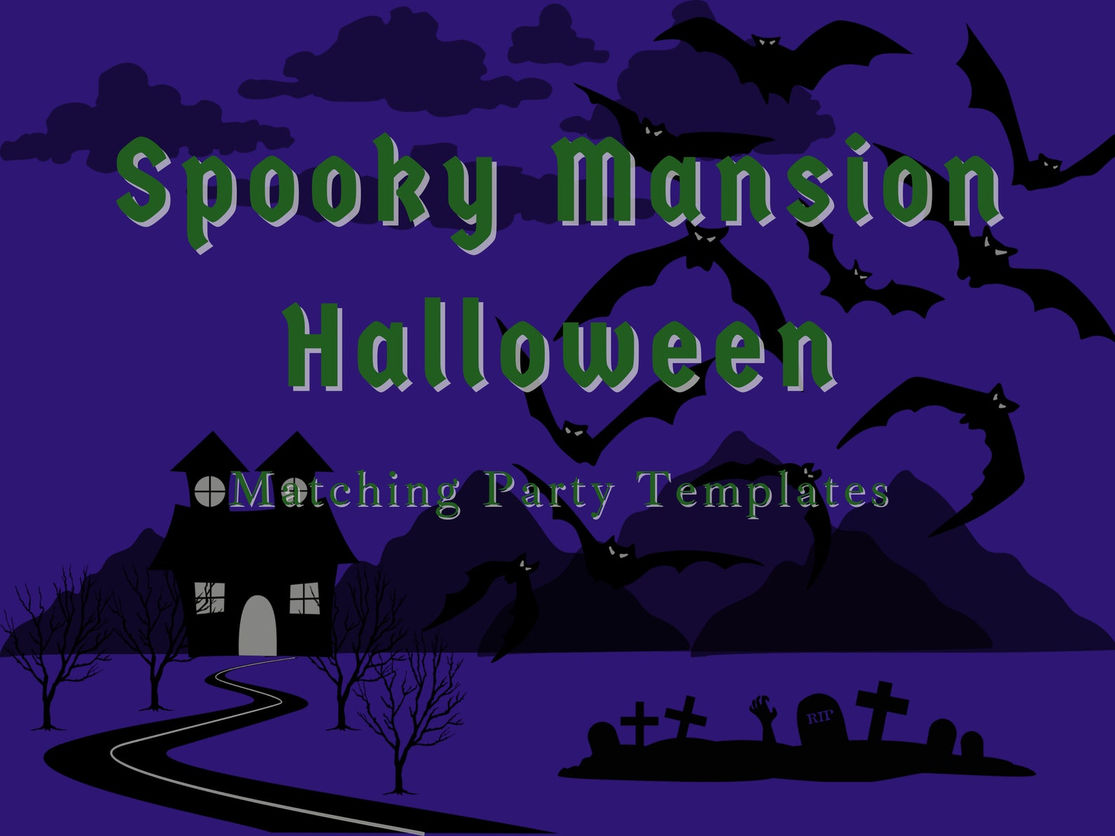 Spooky Mansion Halloween Party Templates Canva Editable and - Etsy