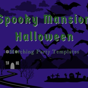 Spooky Mansion Halloween Party Templates Canva Editable and Eerie ...