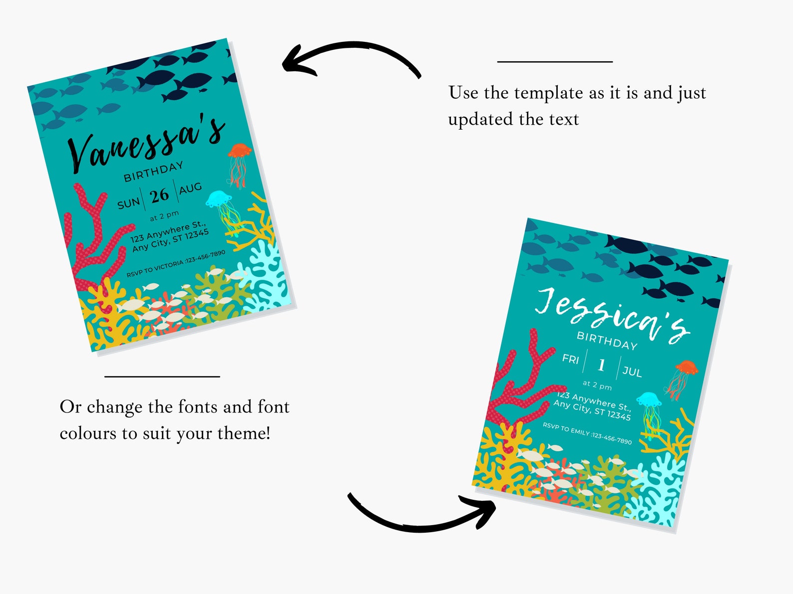 EDITABLE Ocean Birthday Party Package Templates Instant Download ...