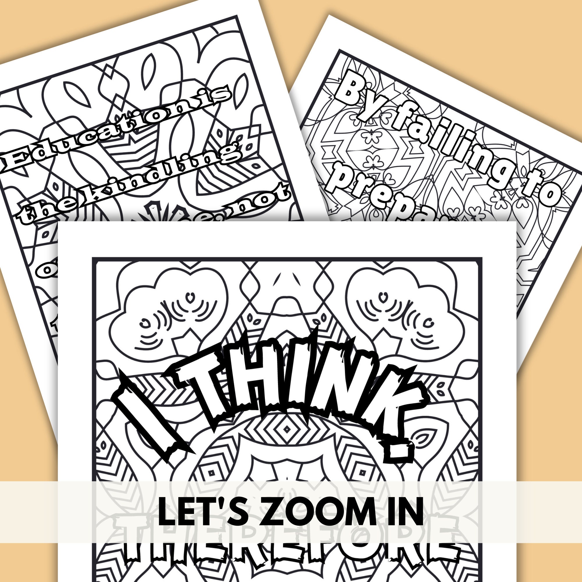 Philosophy Quotes 50 Coloring Pages Geometric Background Easy - Etsy