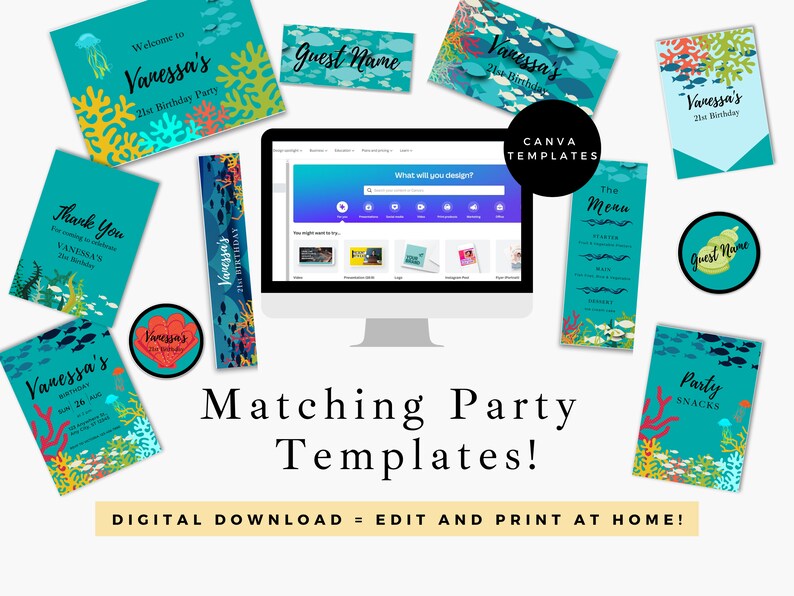 EDITABLE Ocean Birthday Party Package Templates Instant Download ...