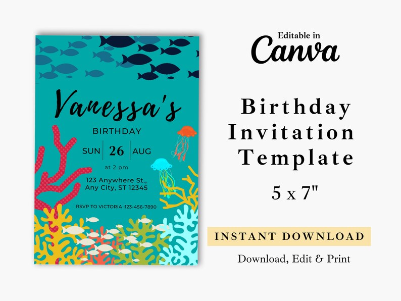 EDITABLE Ocean Birthday Party Package Templates Instant Download ...