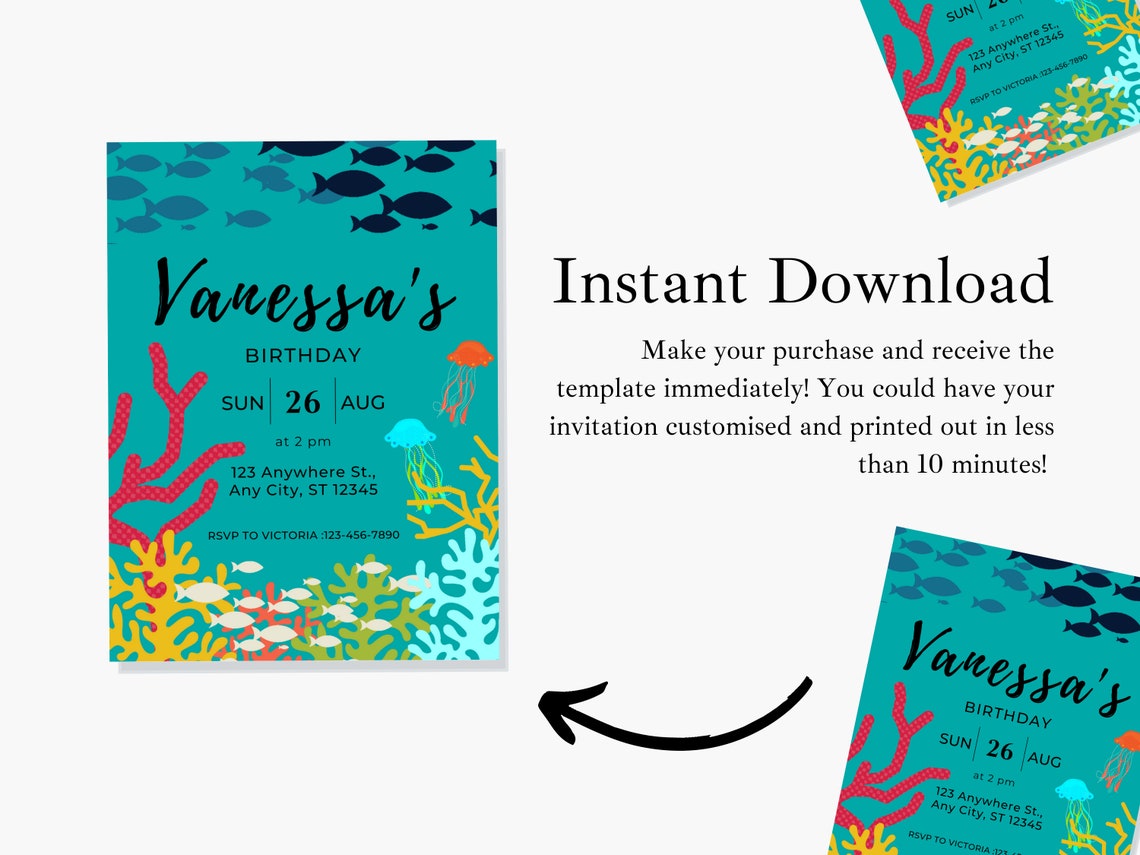 EDITABLE Ocean Birthday Party Package Templates Instant Download ...