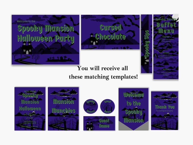 Spooky Mansion Halloween Party Templates Canva Editable and Eerie ...