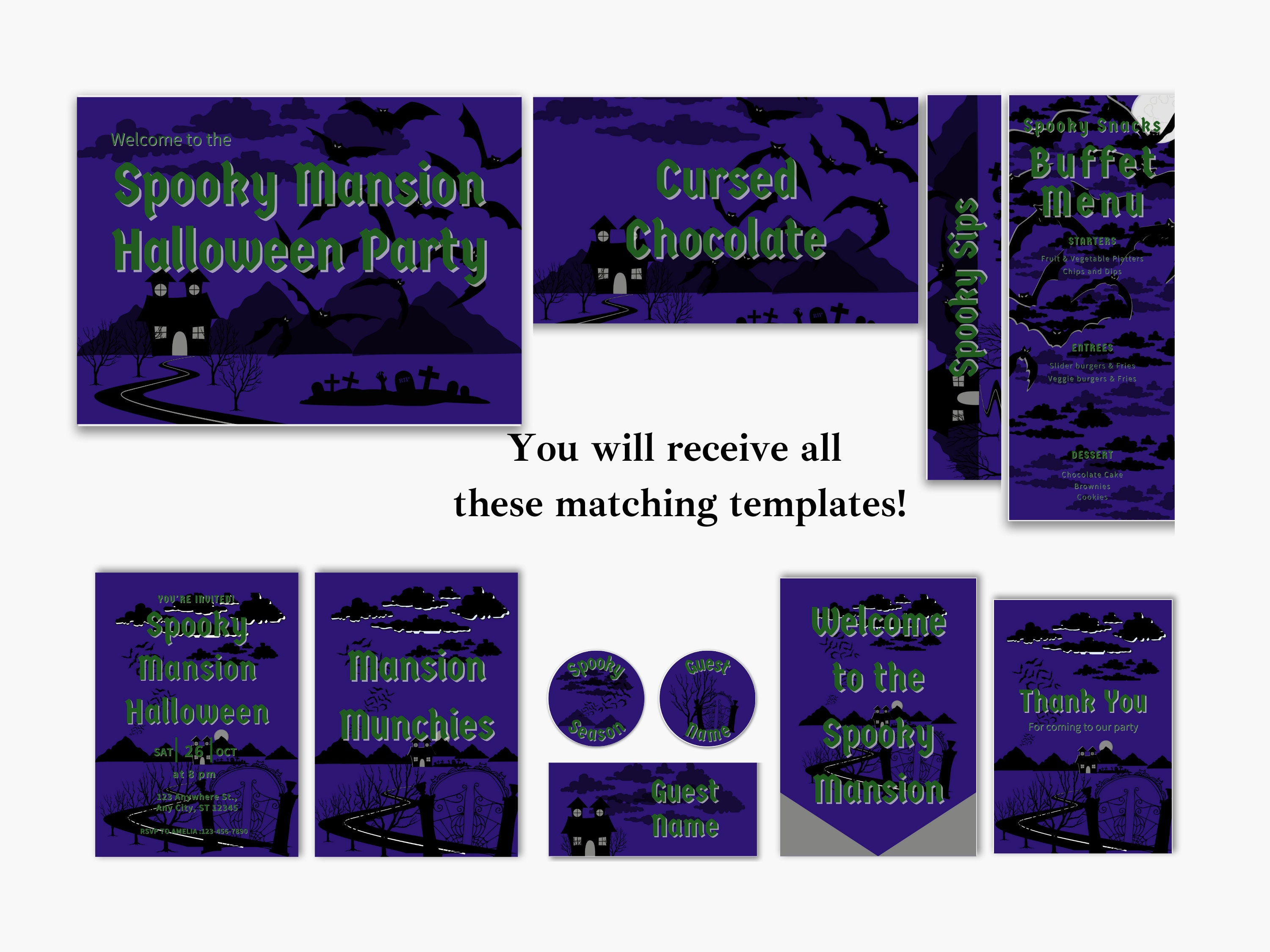 Spooky Mansion Halloween Party Templates Canva Editable and - Etsy