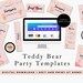 EDITABLE Teddy Bear Birthday Party Package Templates Instant Download ...