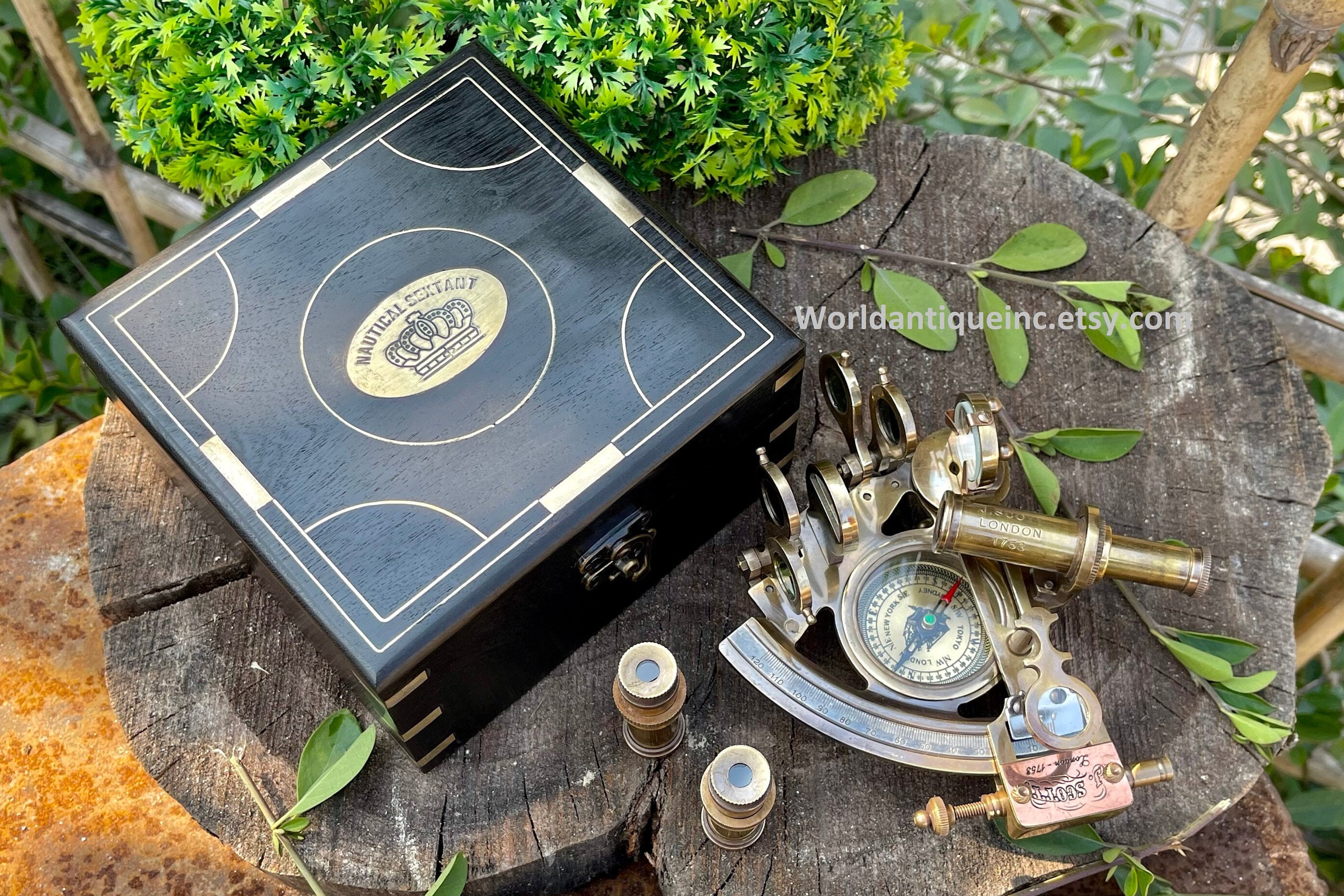 Personalized Nautical Brass Working Sextant With Compass, Antique ...
